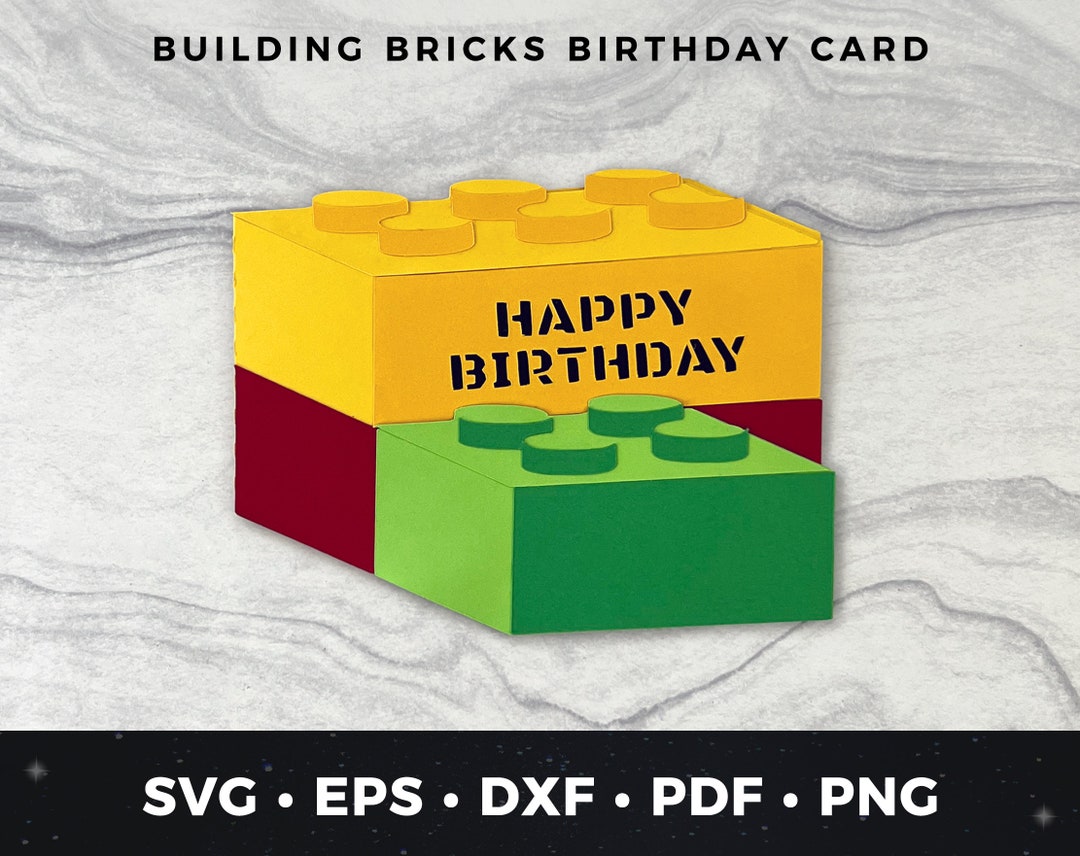 Building Bricks Card Svg, Building Brick Card Cut File Svg, DIY ...