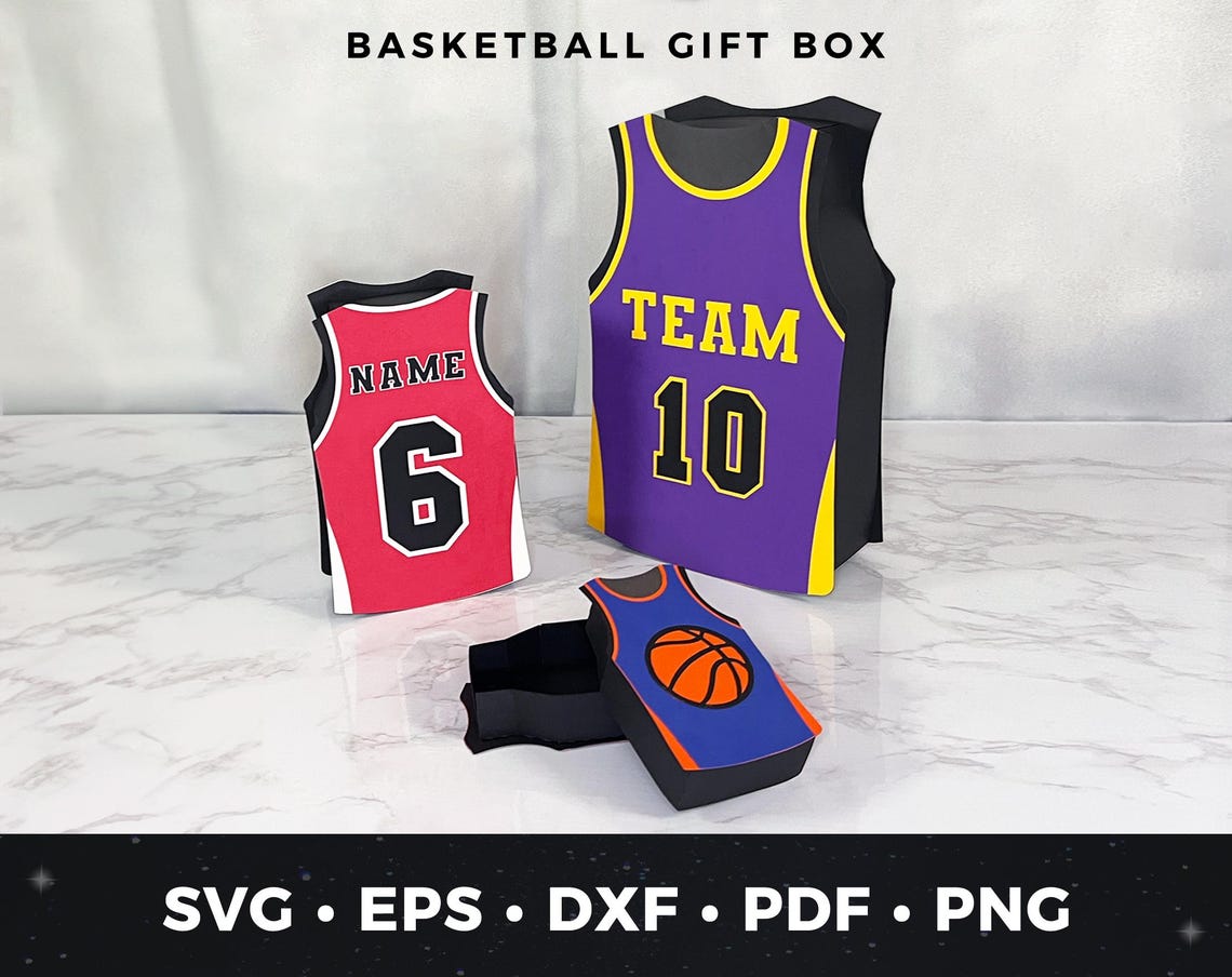 Basketball Gift Box Svg, 3D Basketball Jersey Favor Box Svg, Basketball ...