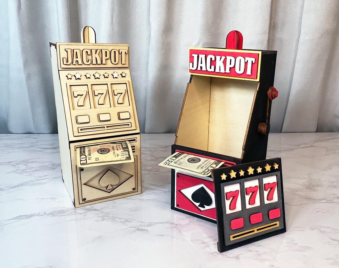 Slot Machine Money Box Laser Cut File, 3D Casino Favor SVG, Vegas Party ...
