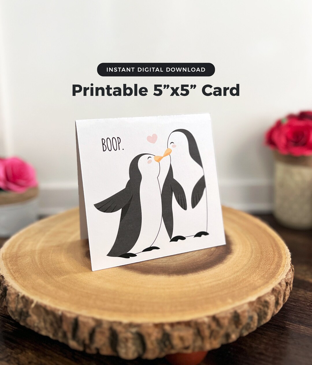Printable Penguin Card, Cute Penguin Card, Penguin Birthday Card, Cute ...