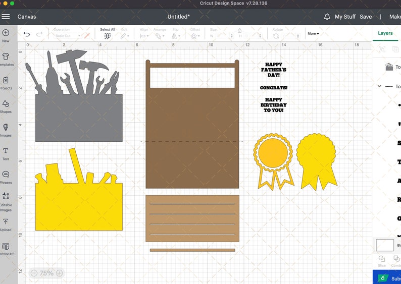 Tool Birthday Card Template, Father's Day Tool Box Card, Tool Box ...