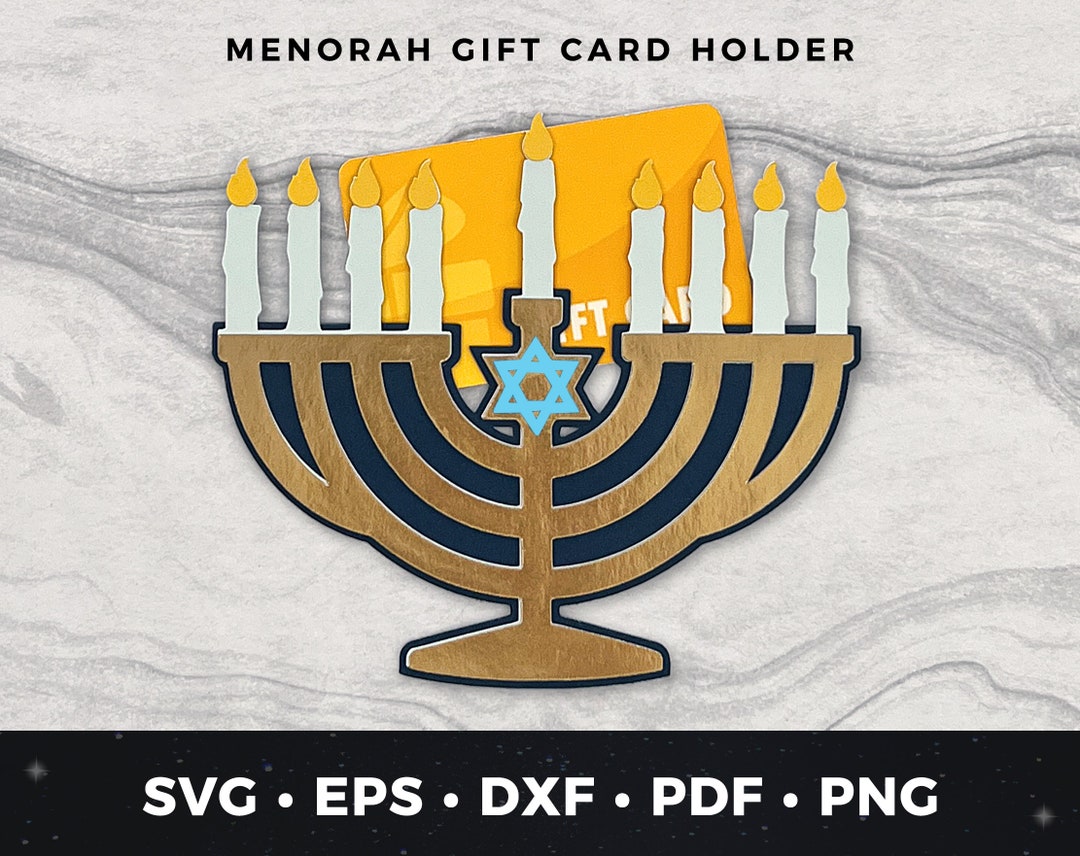 Menorah Gift Card Holder Svg, Hanukkah Gift Card Holder Svg, Menorah ...
