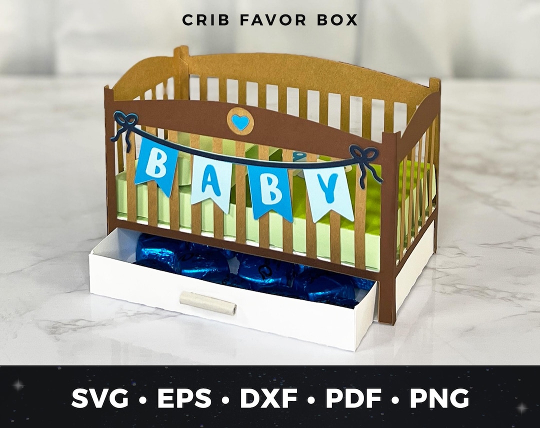 Baby Crib Gift Box SVG, 3D Paper Bassinet Favor Box, Baby Shower Treat ...