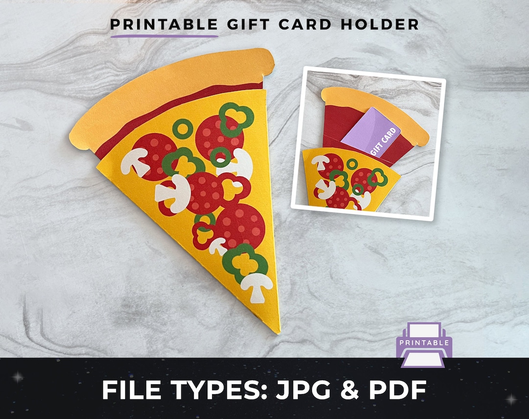 Printable Pizza Gift Card Holder, Printable Birthday Gift Card Holder ...