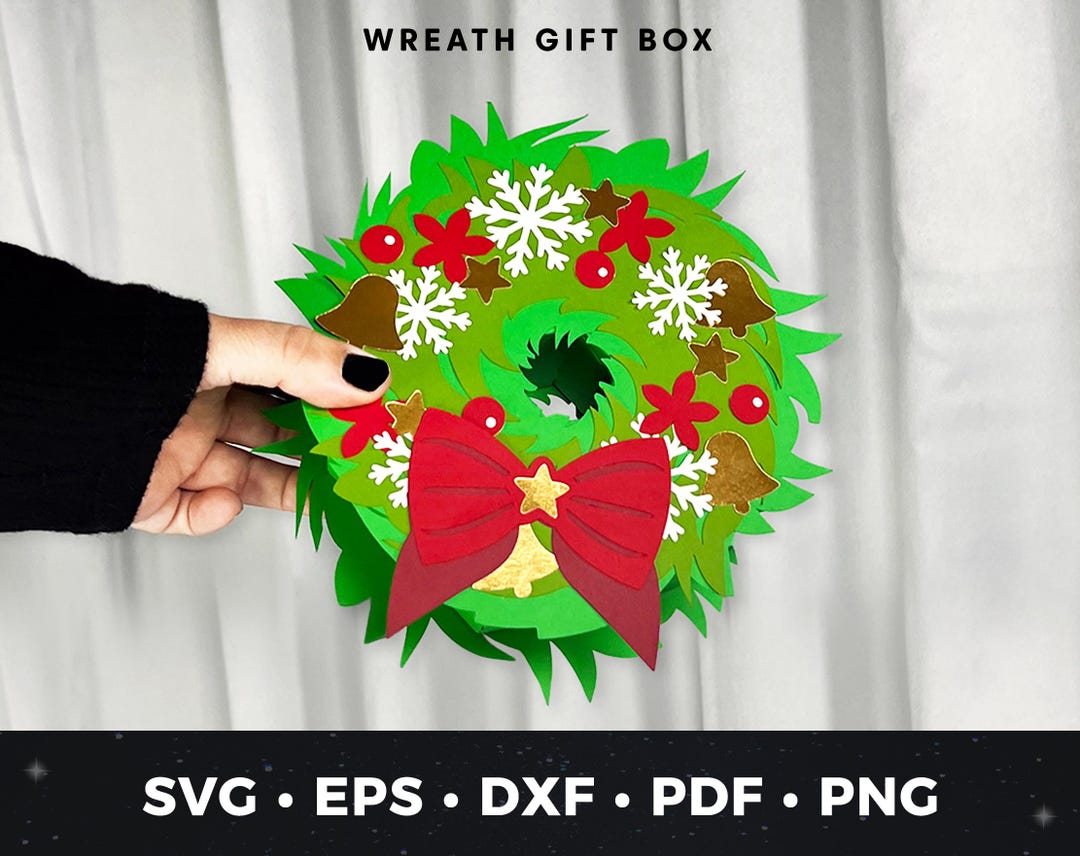 Christmas Wreath Gift Box SVG, 3D Holiday Wreath Favor Box Pdf, DIY ...