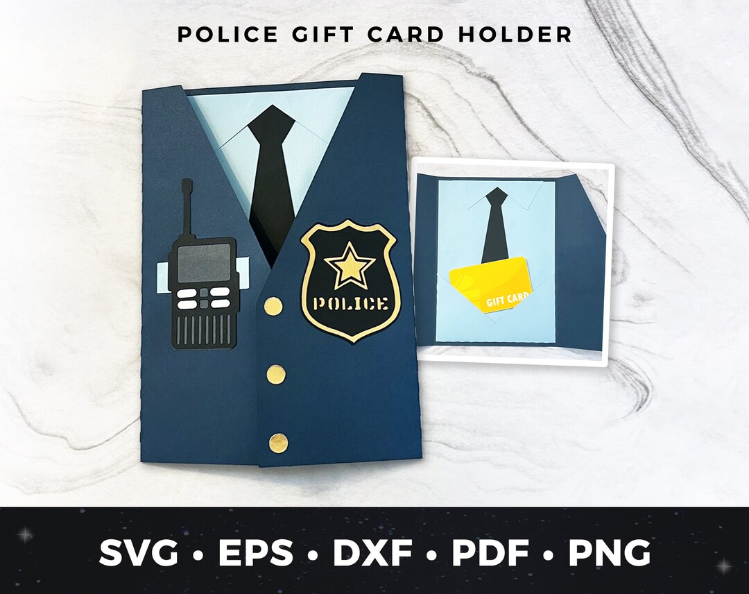 Police Gift Card Holder Svg, Cop Uniform Card Svg, Law Enforcement ...
