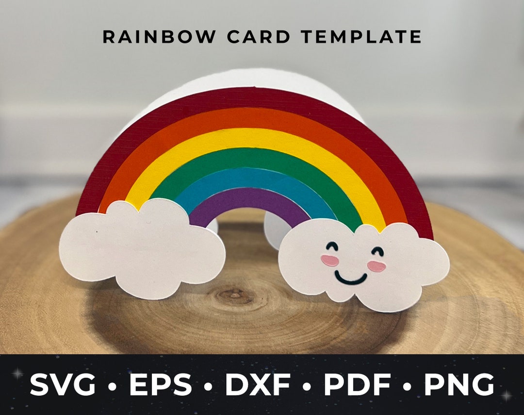 Rainbow Card Template Rainbow Birthday Card Birthday - Etsy