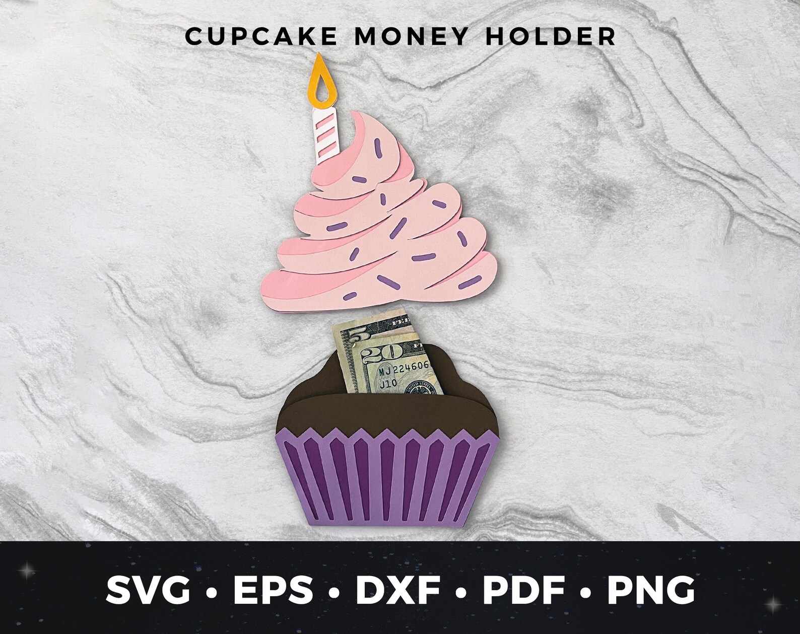 Cupcake Money Holder Svg, Birthday Money Holder Svg, DIY Birthday Card ...