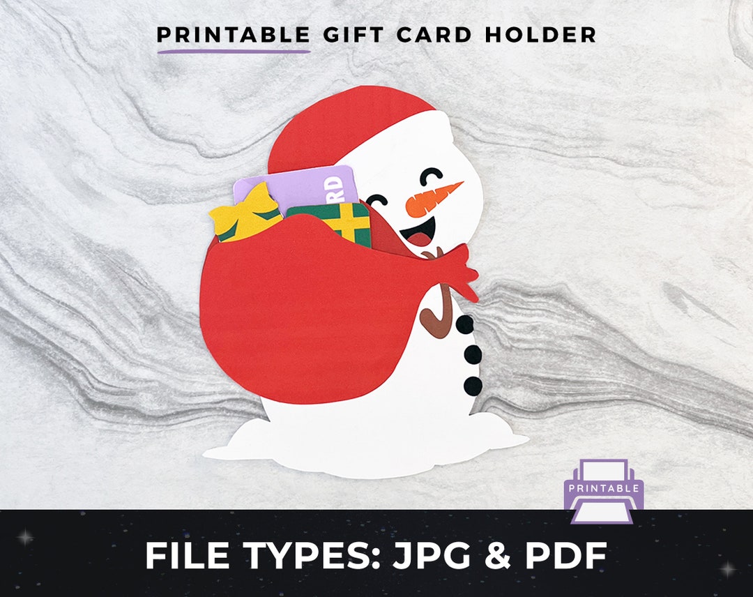 Printable Holiday Gift Card Holder, Snowman Gift Card Holder Print File ...