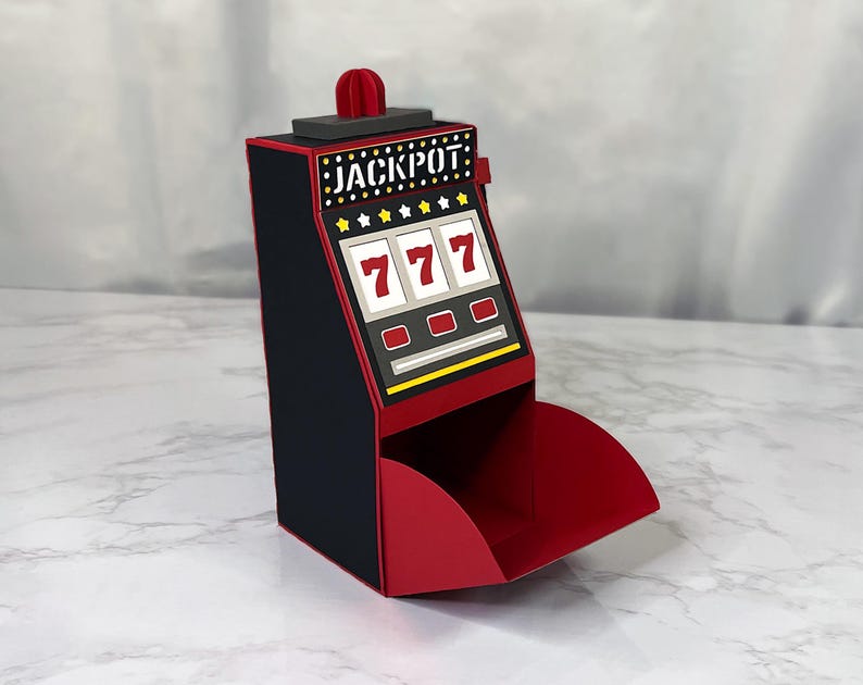 Slot Machine Gift Box SVG, 3D Paper Casino Box Template for Cricut ...