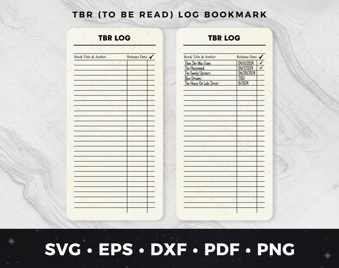 TBR Log Bookmark Svg, To-be-read Tracker, DIY Book Lover Gift, Reading ...