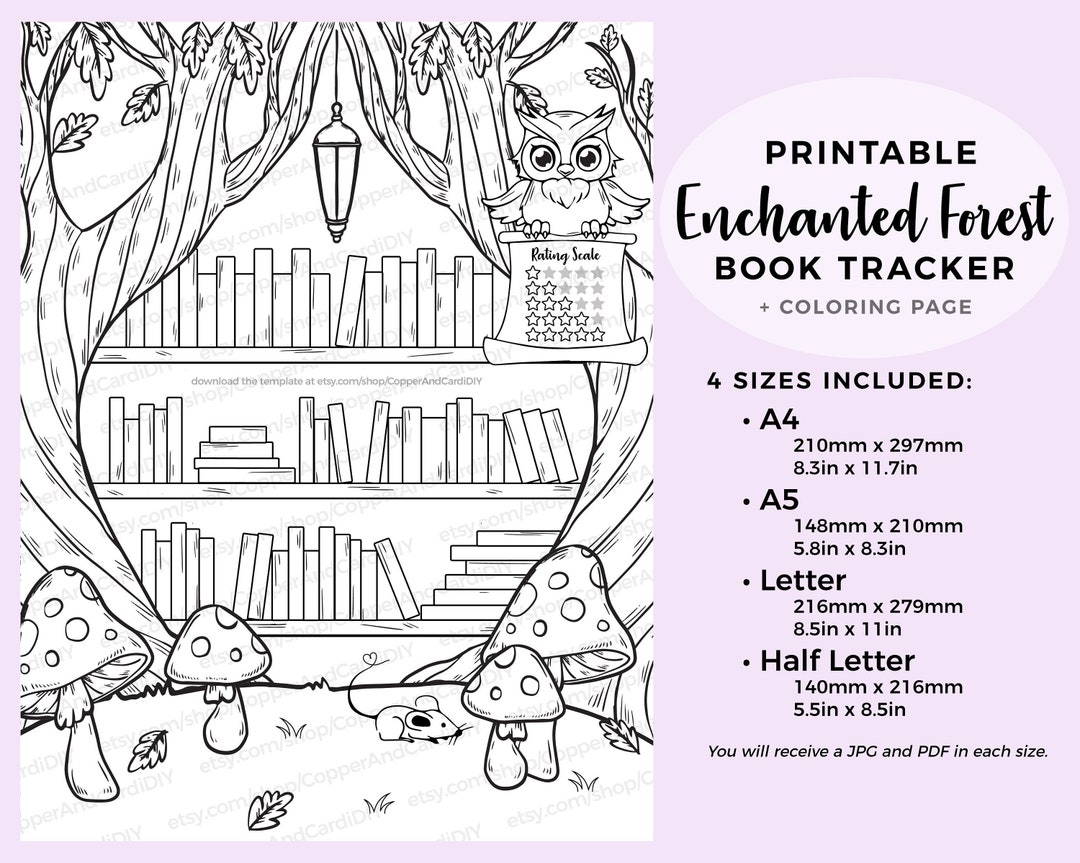 Enchanted Forest Bookshelf Book Tracker Printable Bookshelf - Etsy