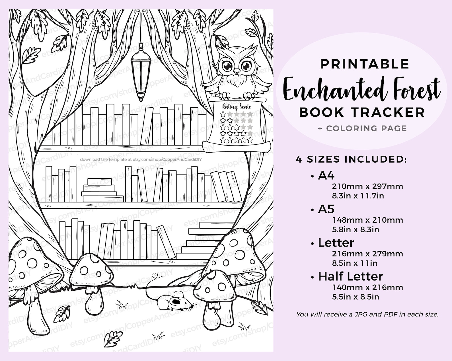 Enchanted Forest Bookshelf Book Tracker, Printable Bookshelf Book ...
