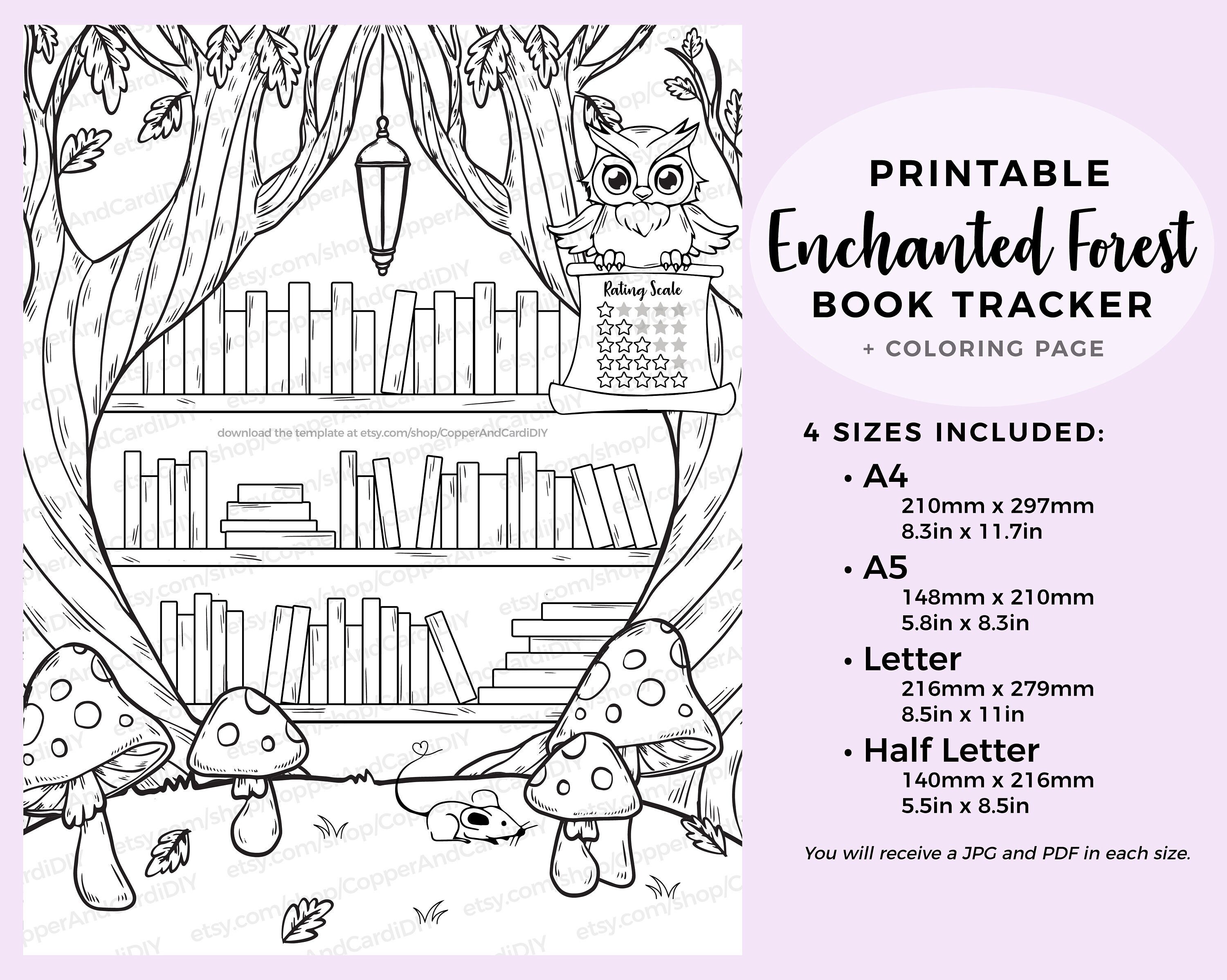 Enchanted Forest Bookshelf Book Tracker, Printable Bookshelf Book ...
