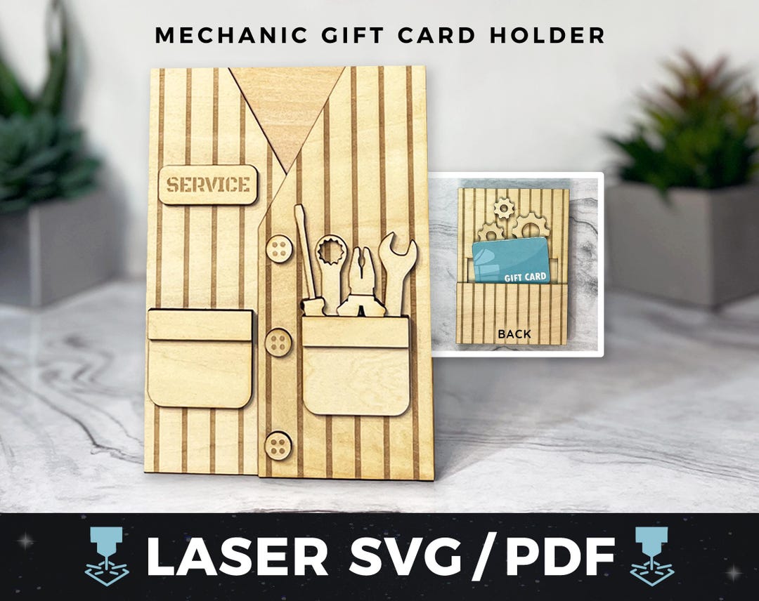 Mechanic Gift Card Holder Laser SVG, Auto Repair Gift PDF, Car Mechanic ...
