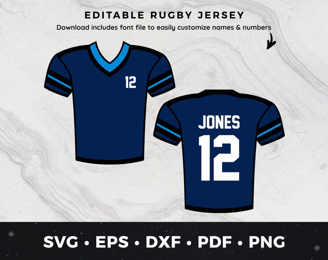 Rugby Jersey Svg Png Pdf Dxf Eps, Rugby Print File, Rugby Shirt Cut ...