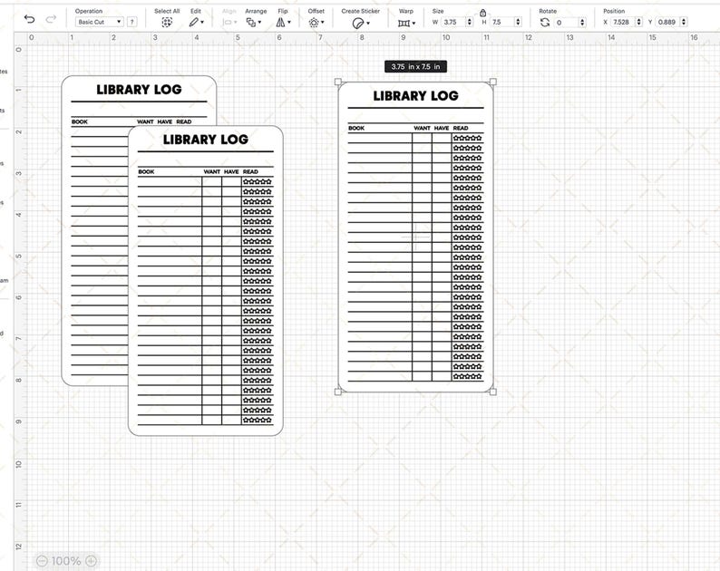 Library Log Bookmark SVG, DIY Book Tracker Bookmark, Printable or Laser ...