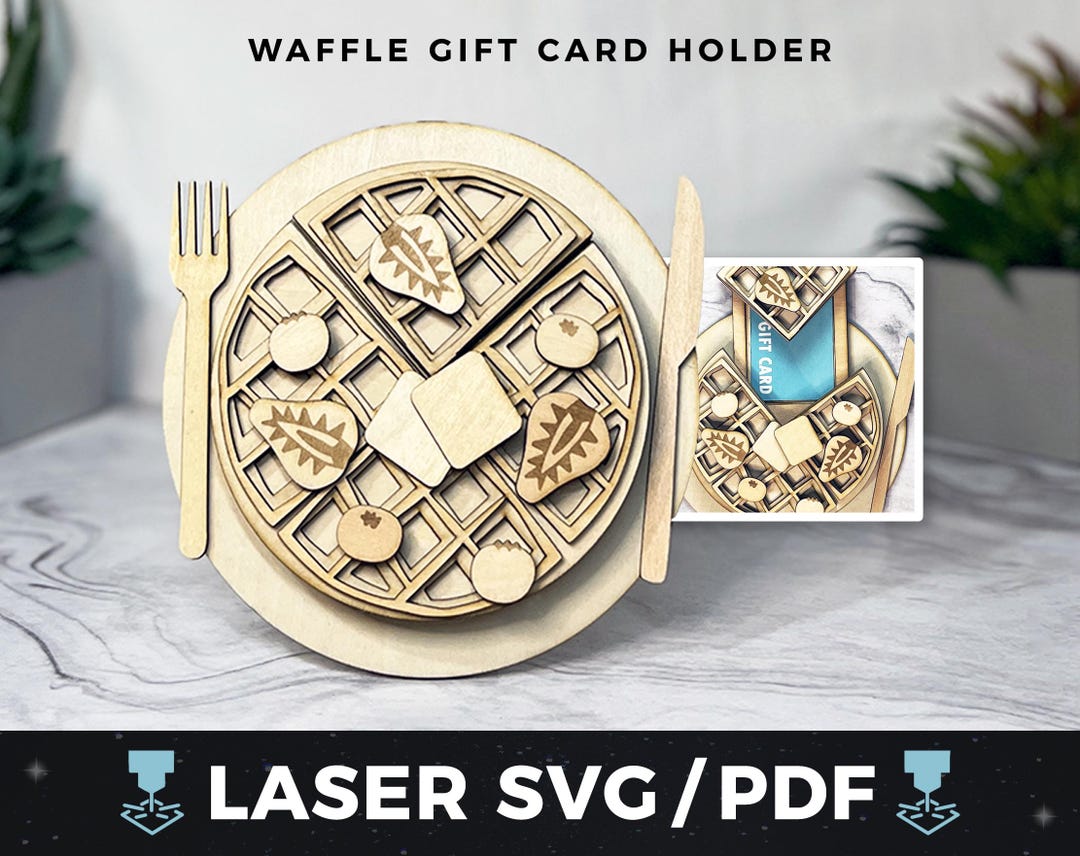 Waffle Gift Card Holder Laser SVG, Breakfast Gift Card PDF, Waffle ...