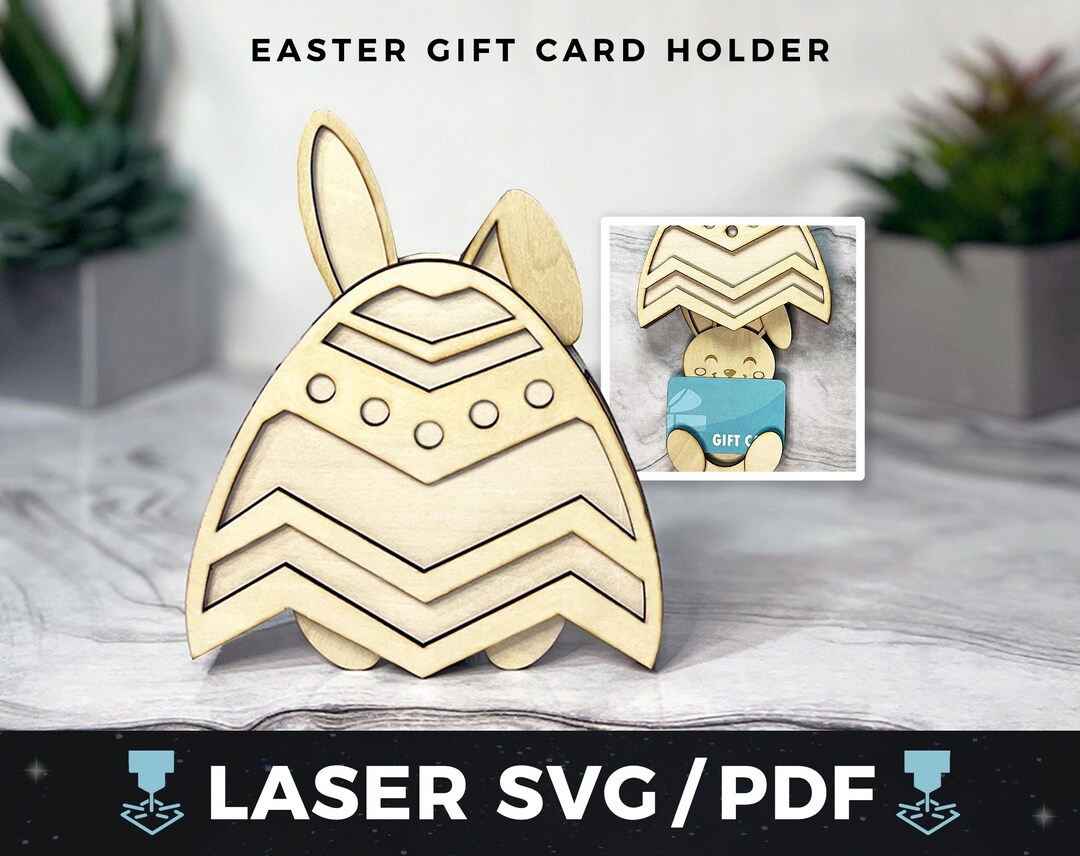 Fun Easter Bunny Gift Card Holder Laser SVG, DIY Wood Easter Gift Card ...