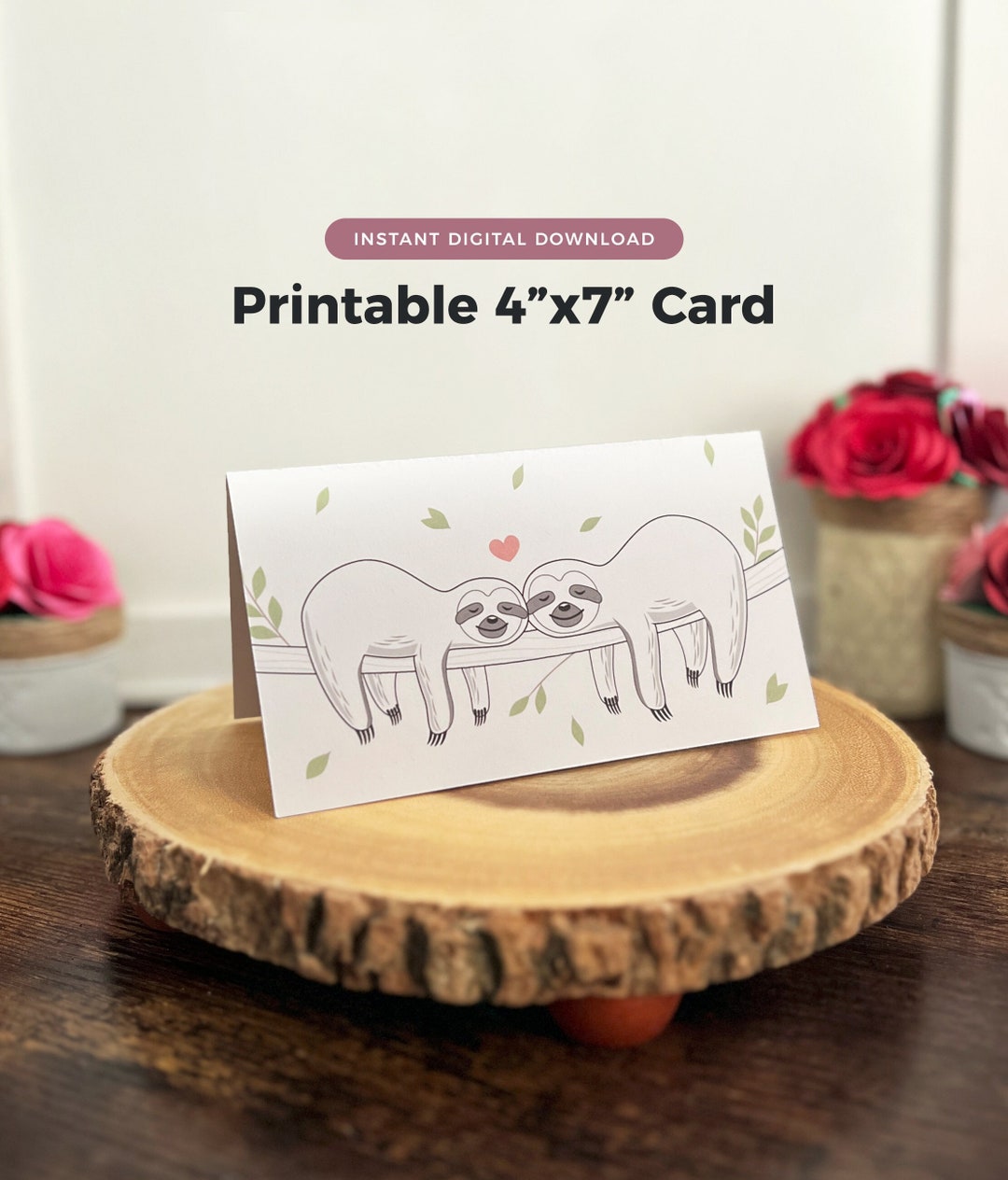 Printable Sloth Card Cute Sloth Card Sloth Birthday Card - Etsy