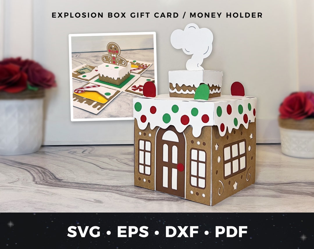 Gingerbread House Explosion Box Gift Card Money Holder Svg, DIY ...