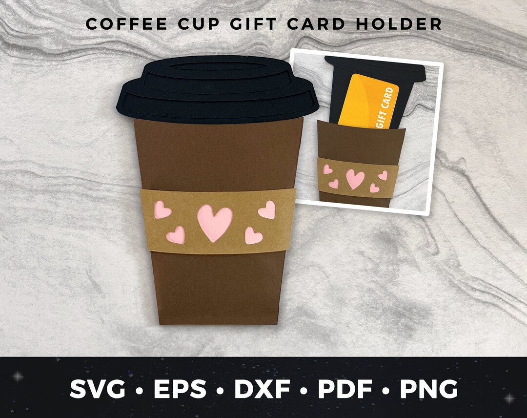 Coffee Gift Card Holder, Heart Coffee Cup Gift Card Holder, Coffee Cup ...