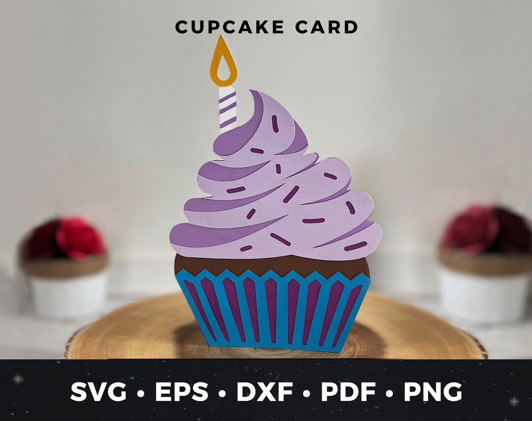 Cupcake Birthday Card SVG, Cupcake Birthday Card, Birthday Card ...