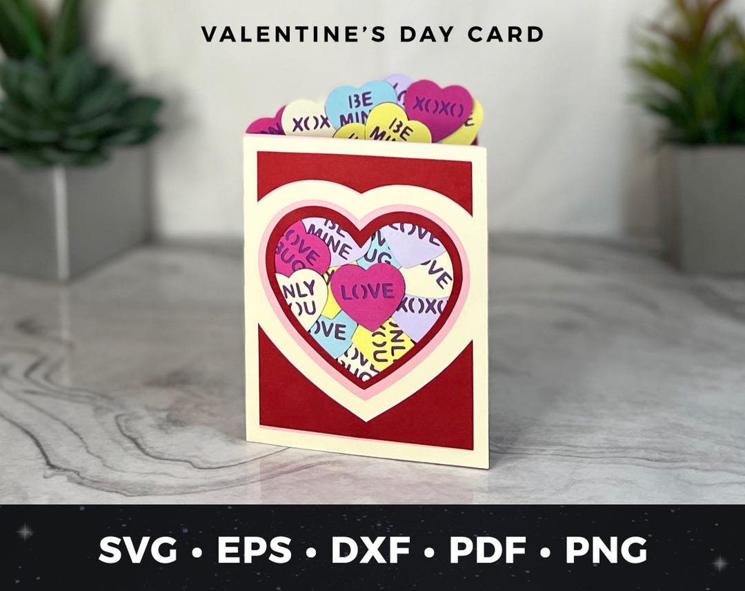 Valentine Conversation Hearts Card SVG, Love Greeting Card, DIY ...