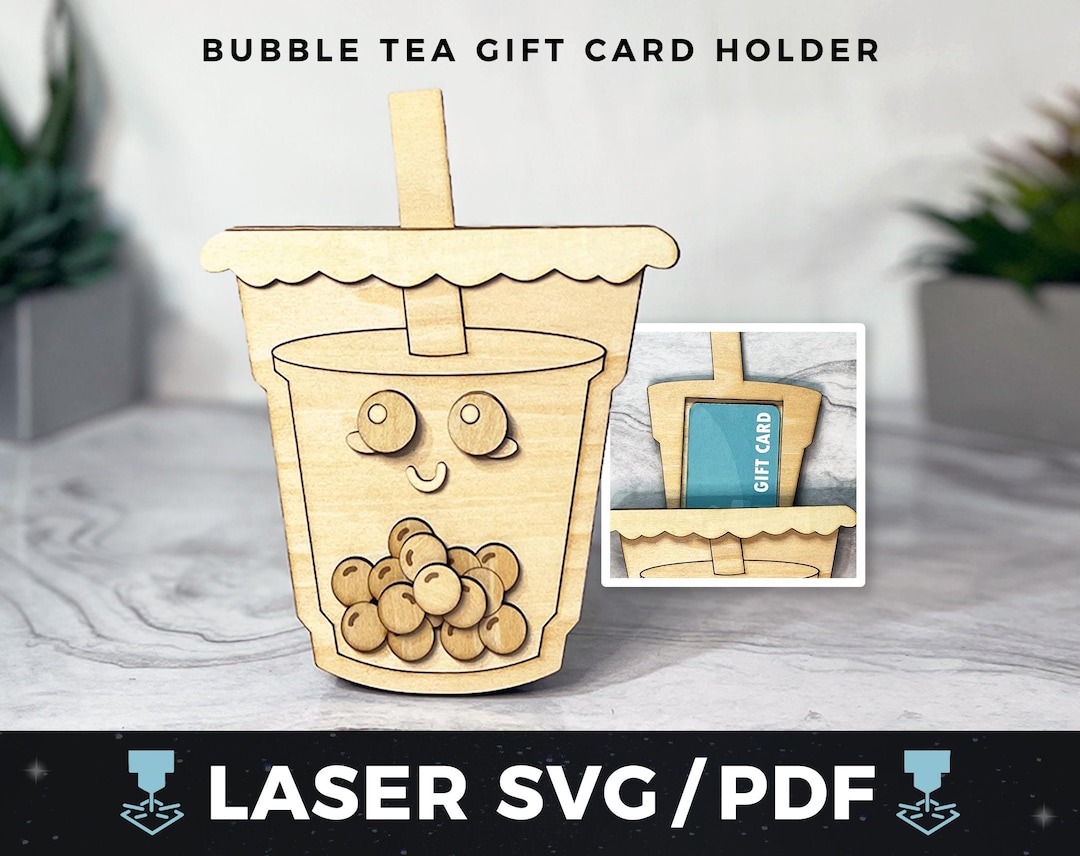 Bubble Tea Gift Card Holder Laser SVG, Boba Tea Money Holder PDF, Boba ...