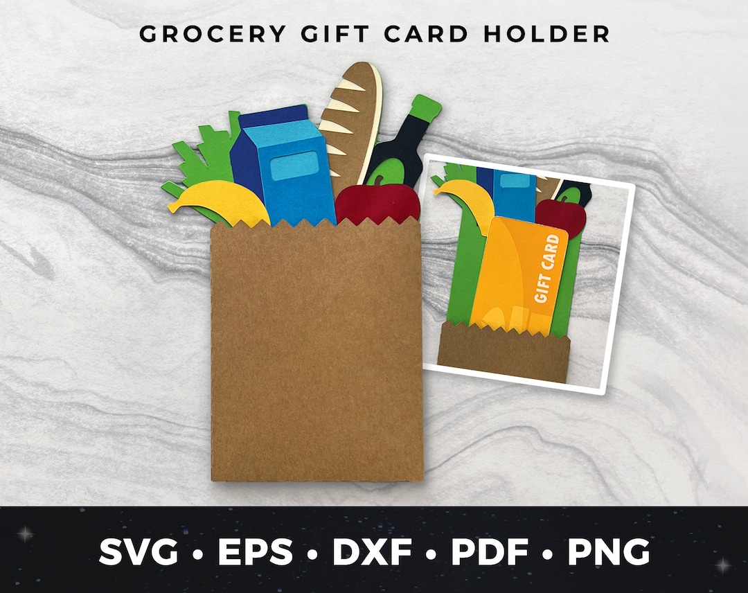 Grocery Gift Card Holder Svg, Groceries Gift Card Holder, Grocery Gift ...