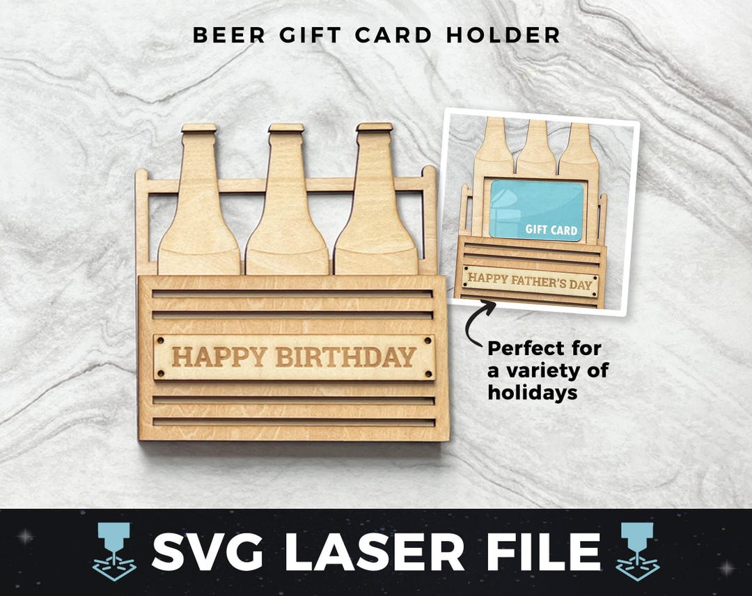 Beer Six Pack Gift Card Holder Svg, Father's Day Gift Card Holder ...