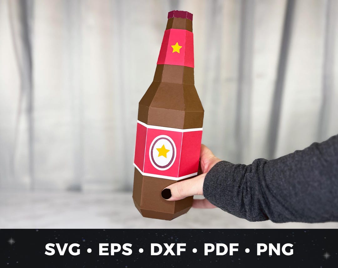 Beer Bottle Gift Box SVG, 3D Beer Favor Box Template, DIY Paper Beer ...