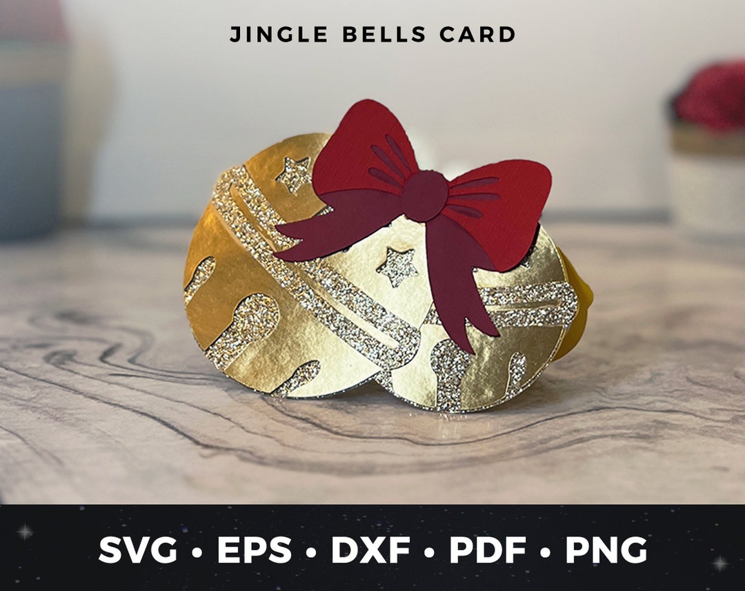Jingle Bells Greeting Card Svg, Christmas Card Svg Cut File, Holiday ...