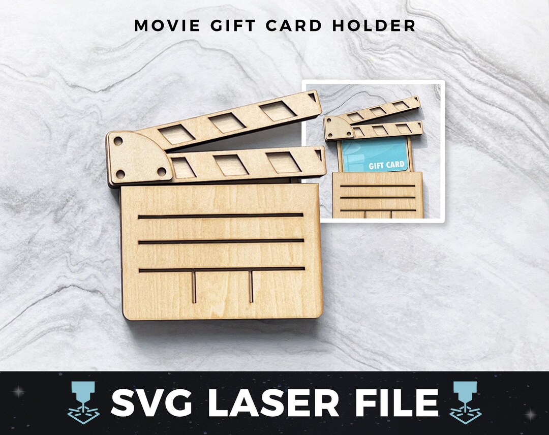 Movie Gift Card Holder Svg, Movie Film Clapboard Laser Svg, Theater ...