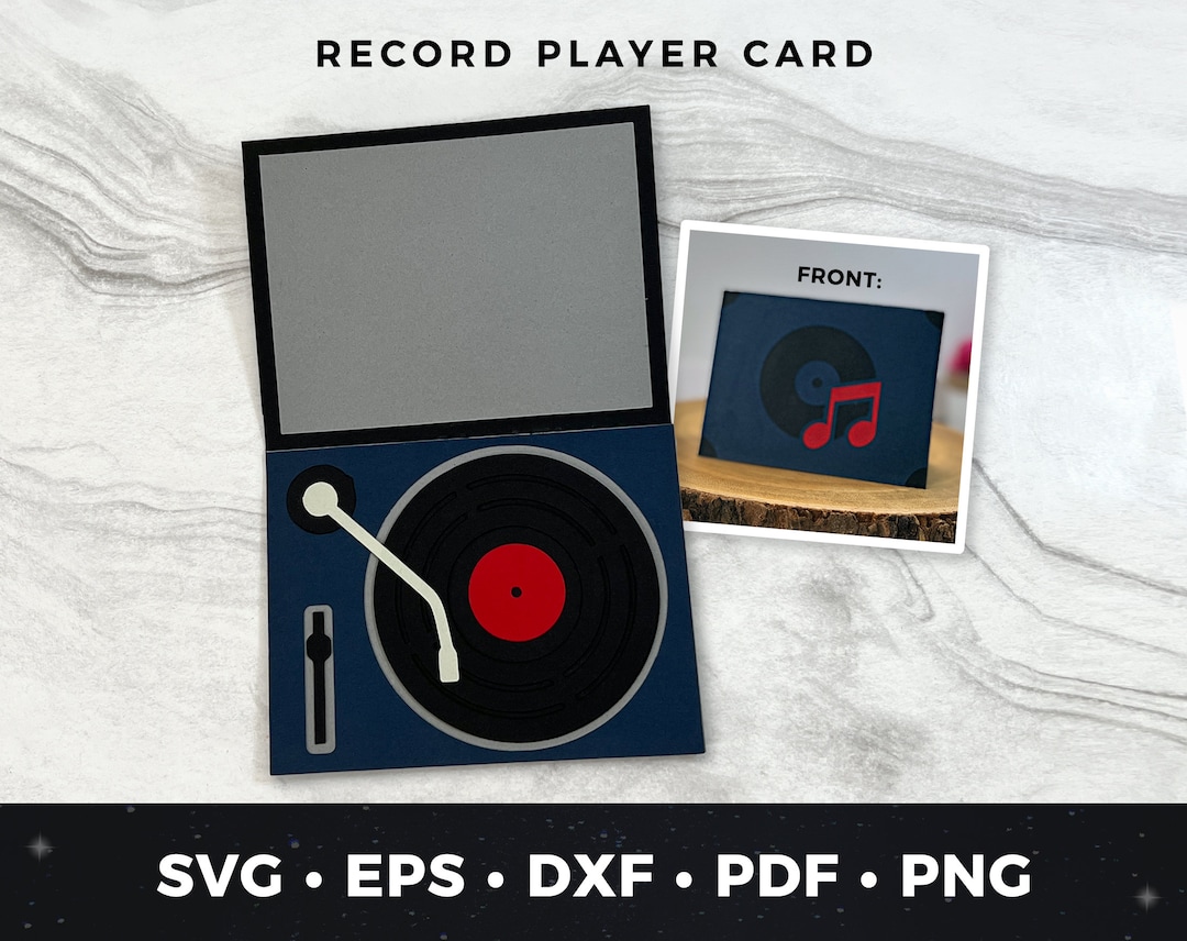 Vinyl Record Player Birthday Card Svg, Vinyl Record Cut File, DIY ...