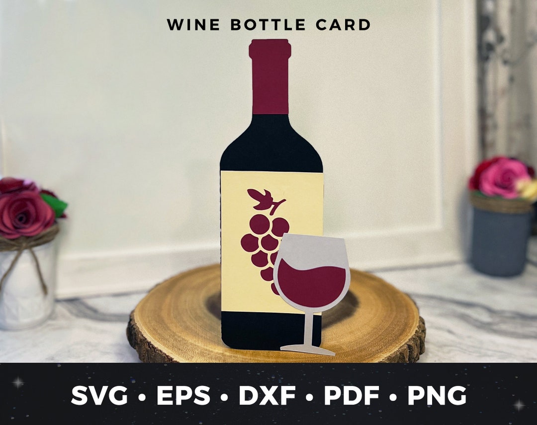 Wine Card Svg, Wine Greeting Card Svg, Wine Cut File, Wine Birthday ...
