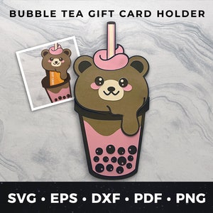 Bubble Tea Gift Card Holder Svg Boba Tea Gift Card Holder - Etsy