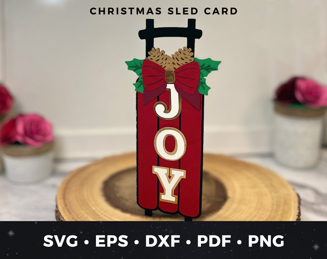 Christmas Sled Card Svg, Christmas Card Template Svg, Christmas Sled ...
