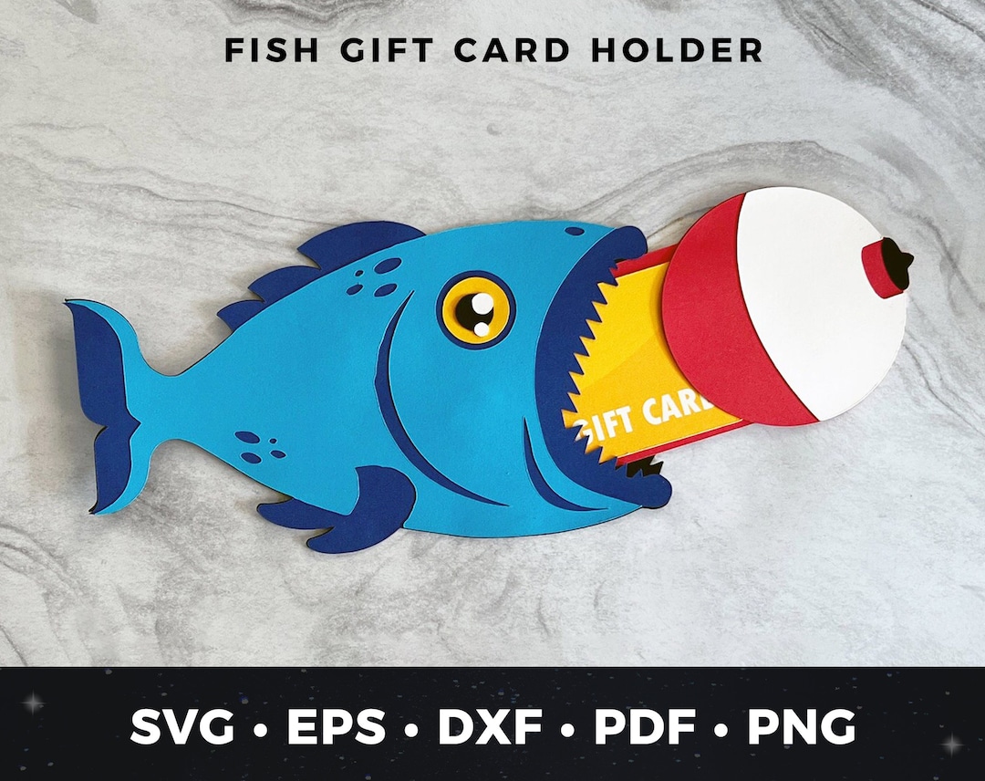 Fishing Card Template, Fish Gift Card Holder, Birthday Card Download, DIY Fish Card, Cute ...