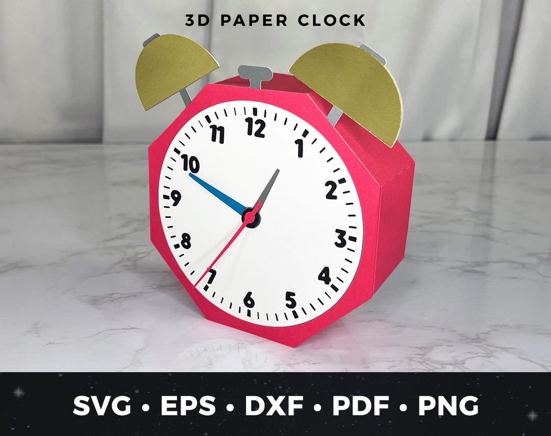 Clock Gift Box SVG, 3D Paper Clock Template, Time Learning Craft ...