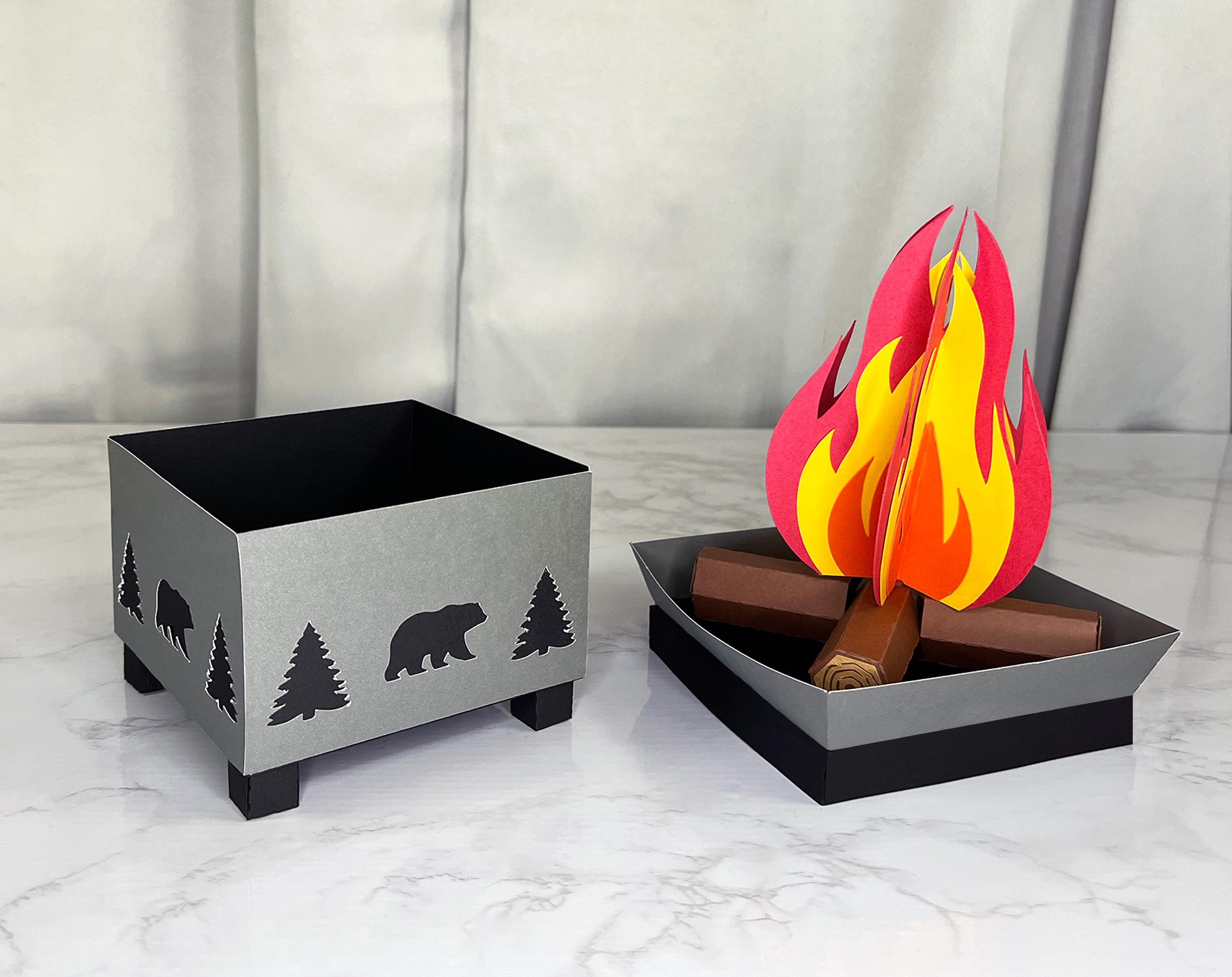 Campfire Gift Box SVG, 3D Paper Campfire Favor Box, Outdoor Camping ...