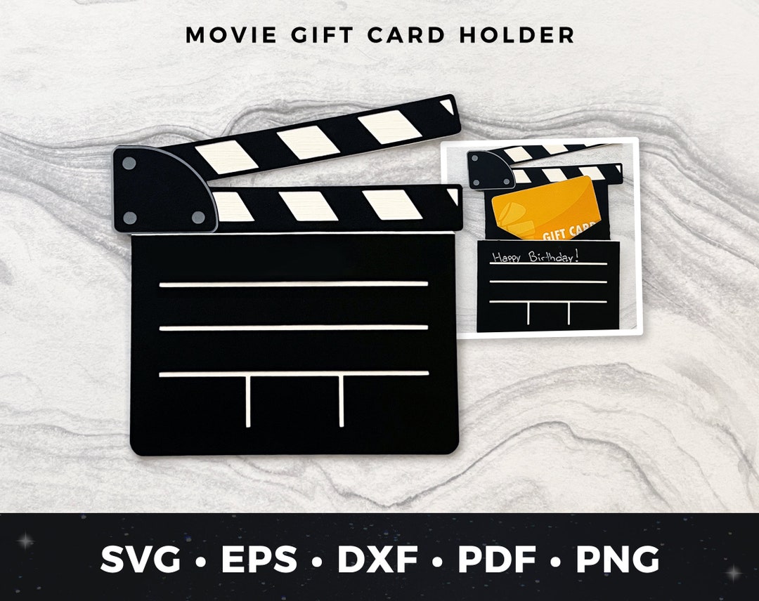 Movie Film Clapboard Gift Card Holder Svg, Movie Gift Card Holder Svg ...