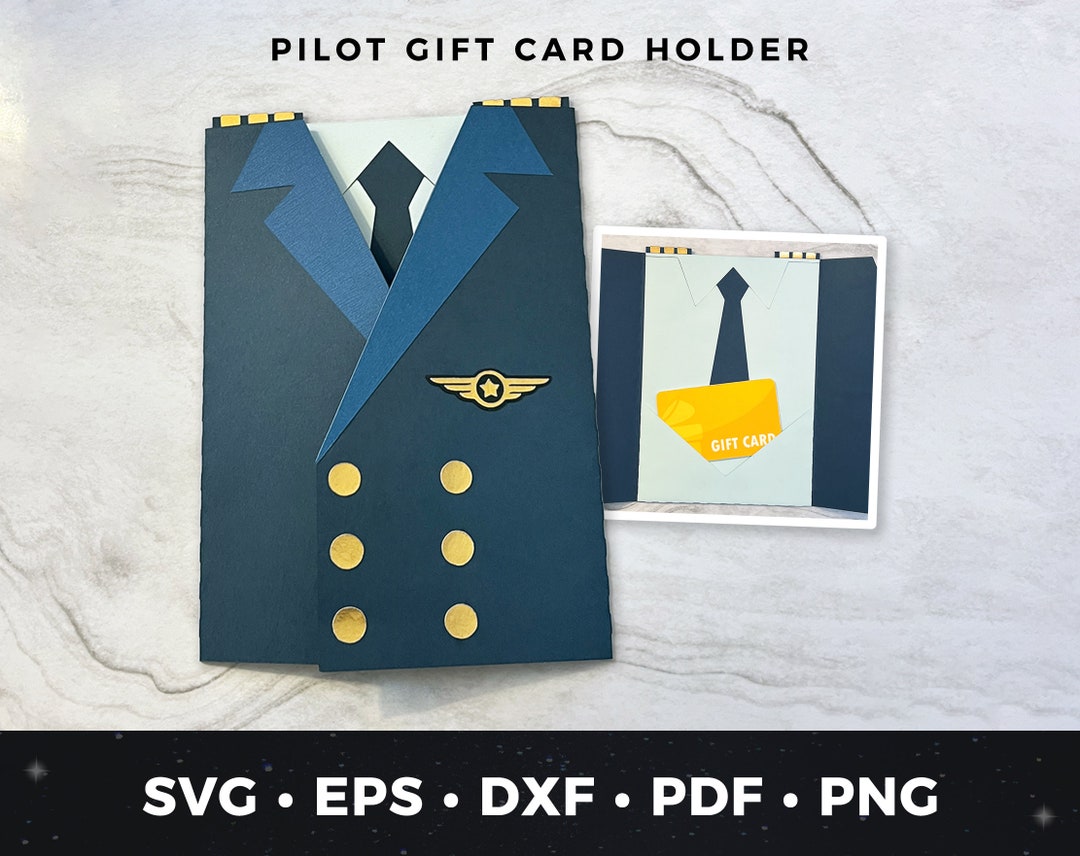 Pilot Gift Card Holder Svg, Aviator Card Svg, Pilot Birthday Card ...