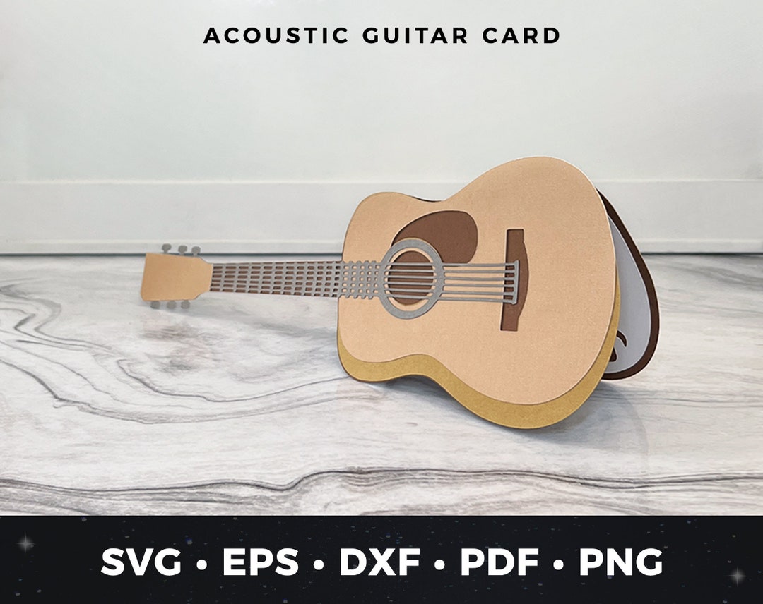 Acoustic Guitar Greeting Card Svg, Guitar Card Svg Cut File, Guitar ...