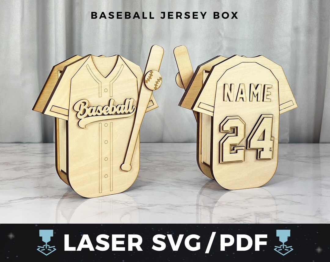 Baseball Jersey Box Laser SVG Pdf, DIY Baseball Favor Box Wood Template ...