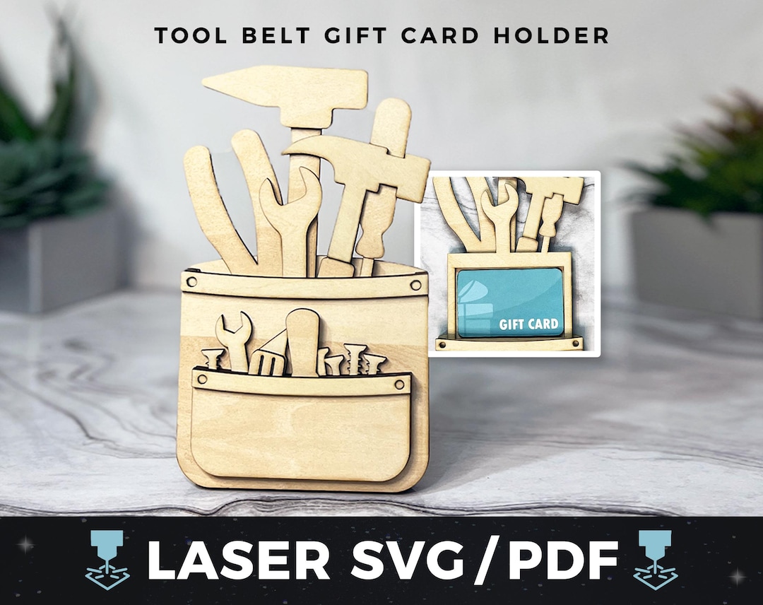 Tool Belt Gift Card Holder Laser SVG, DIY Handyman Gift PDF, Mechanic ...