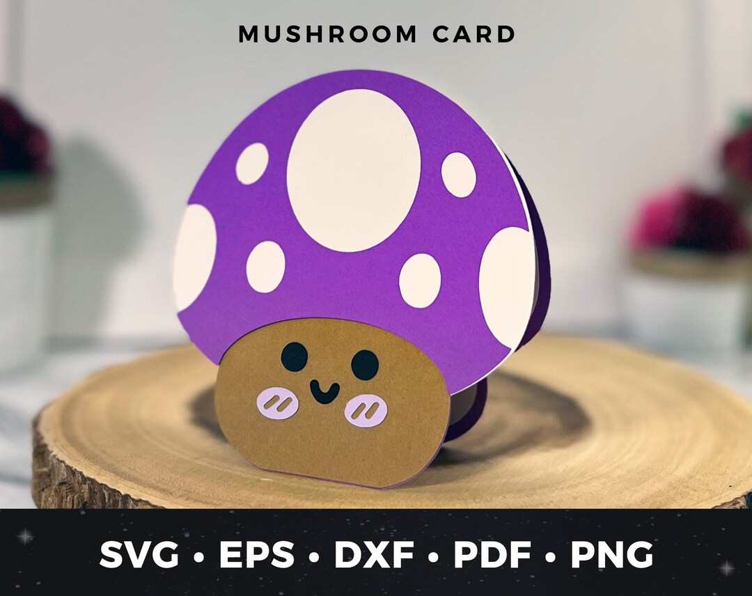 Mushroom Notecard SVG, Fairy Card Svg, Mushroom Birthday Card Svg ...