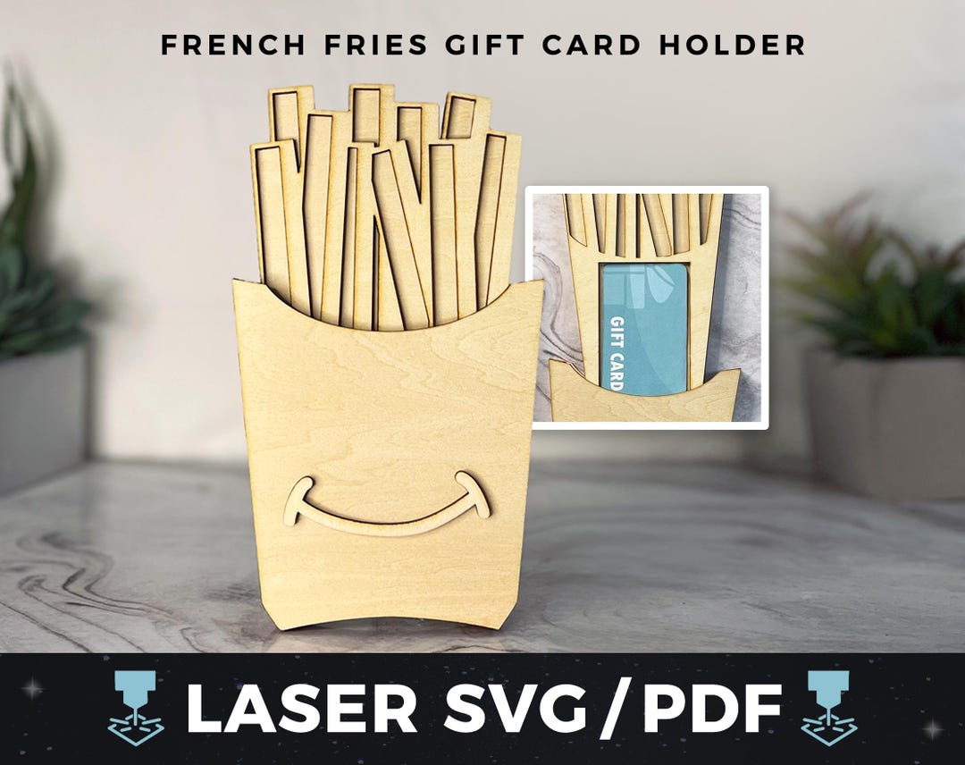 French Fries Gift Card Holder Laser SVG, Fast Food Gift Card PDF, Fries ...