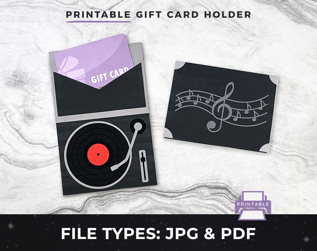 Printable Record Player Gift Card Holder Pdf, Print Vinyl Record Gift ...