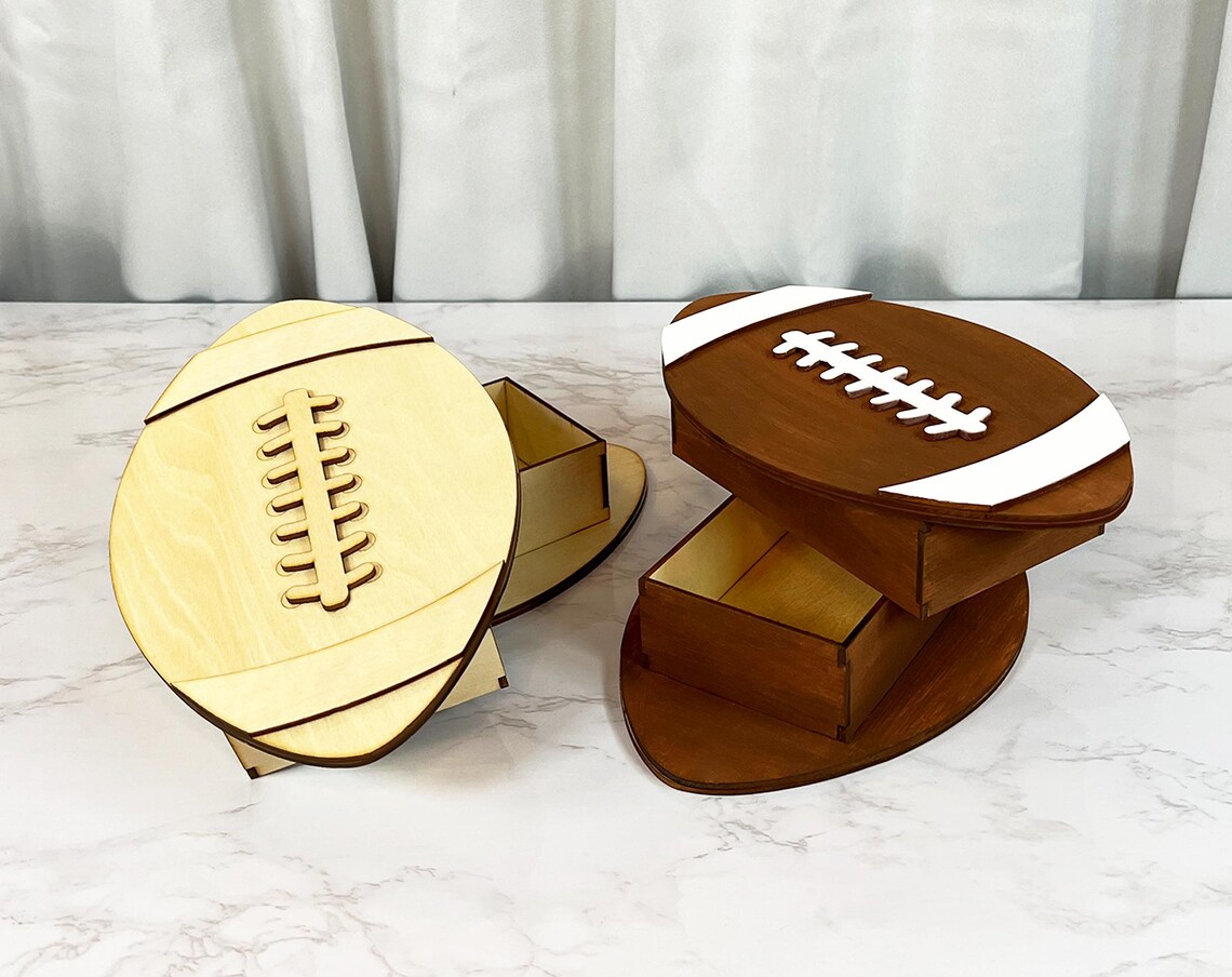 Football Gift Box Laser Cut File, Football Treat Box SVG, Sports Party ...